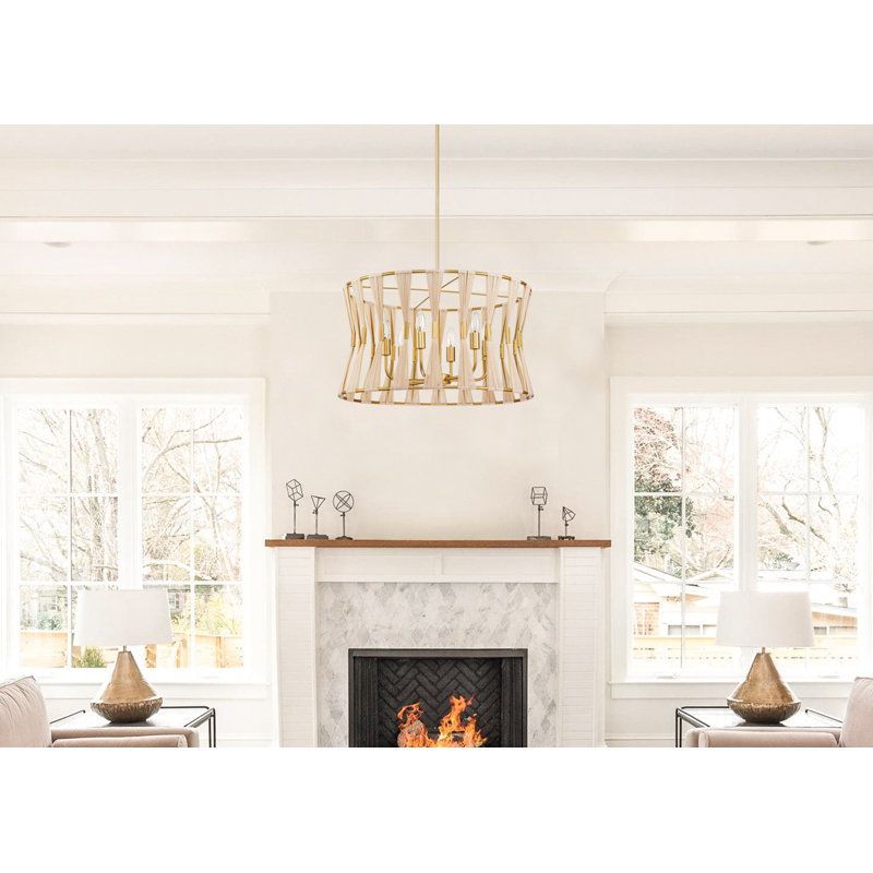 Everly Quinn Renessa 6 - Light Bleached Natural Rope/Patinaed Brass Finish & Reviews | Wayfair